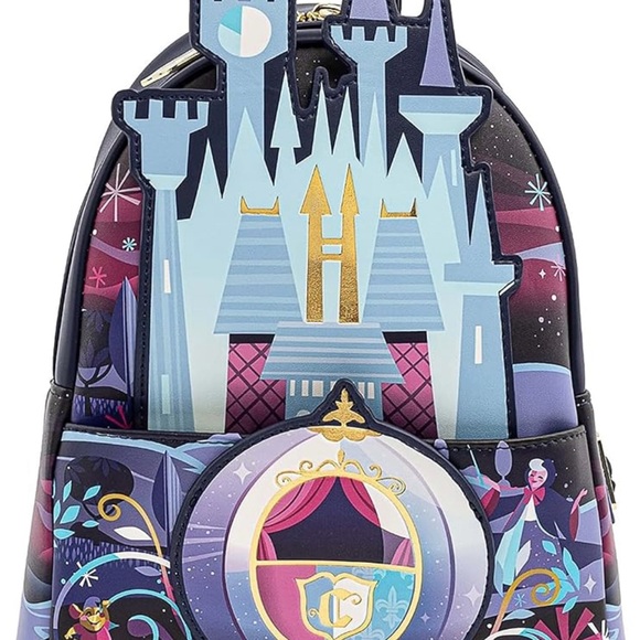 Loungefly | Bags | Loungefly Blue And Purple Disney Castle Backpack ...